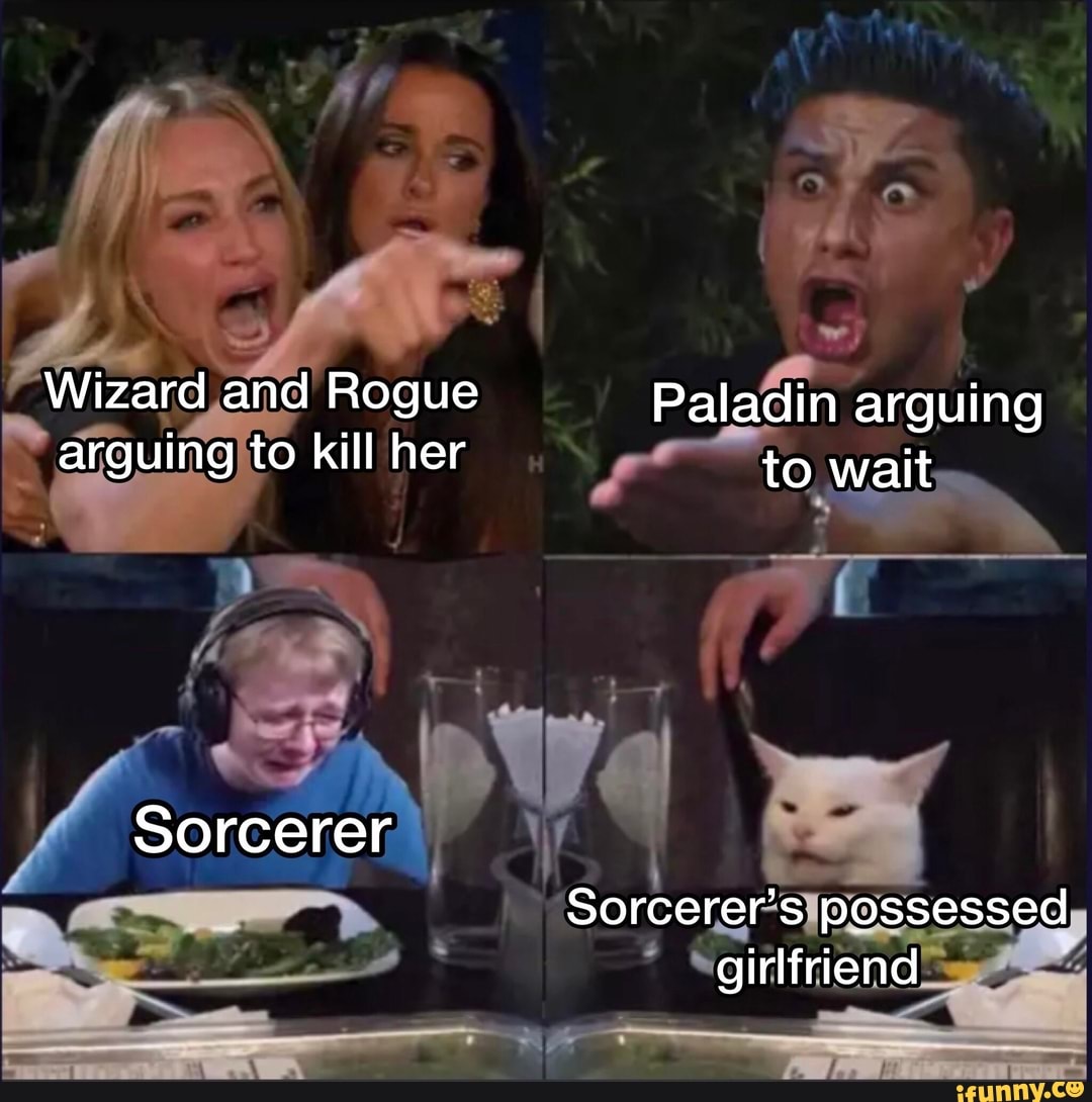 Wizard and Rogue Paladin arguing arguing to kill her to wait Sorcerer ...