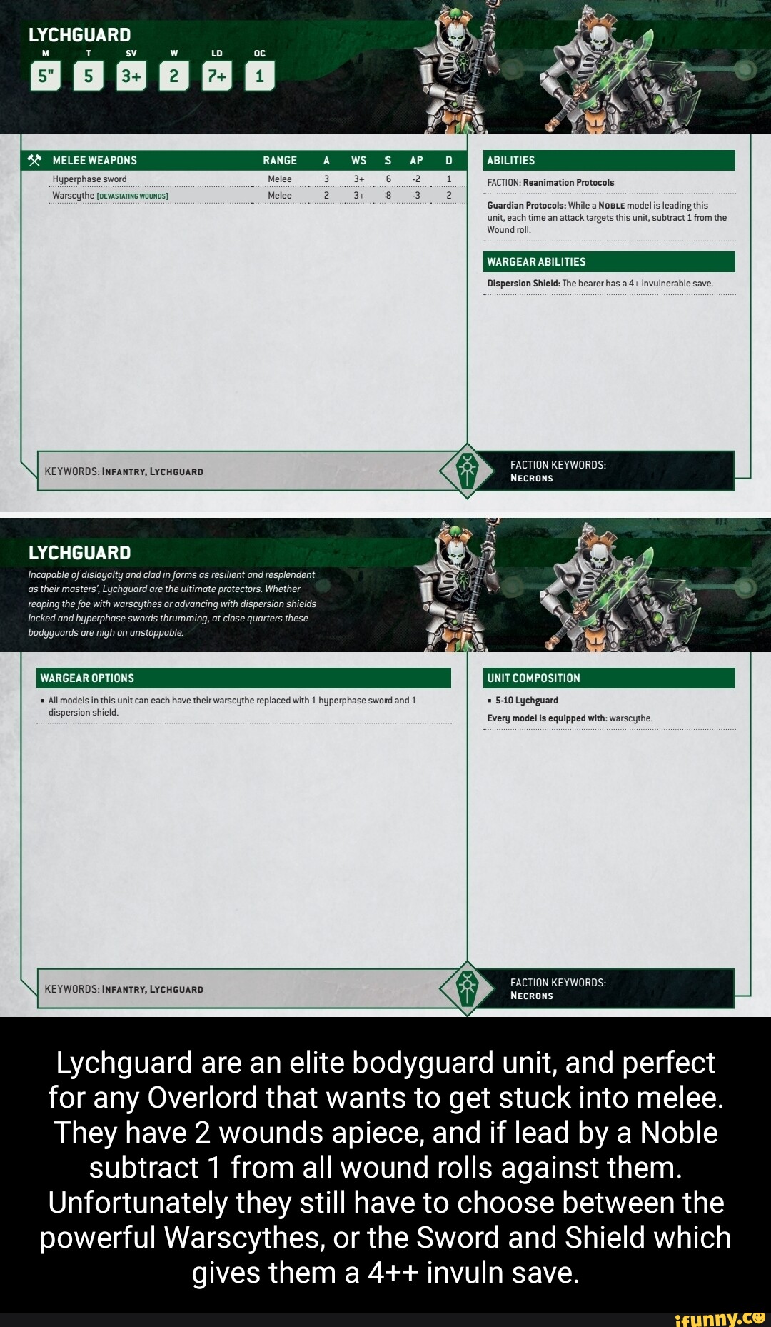 LYCHGUARD ABILITIES MELEE WEAPONS RANGE Hyperphase sword FACTION ...