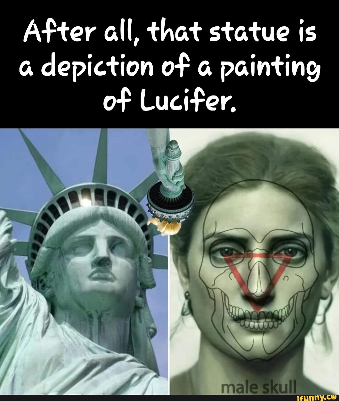 After all, that statue is depiction of painting of Lucifer, - iFunny