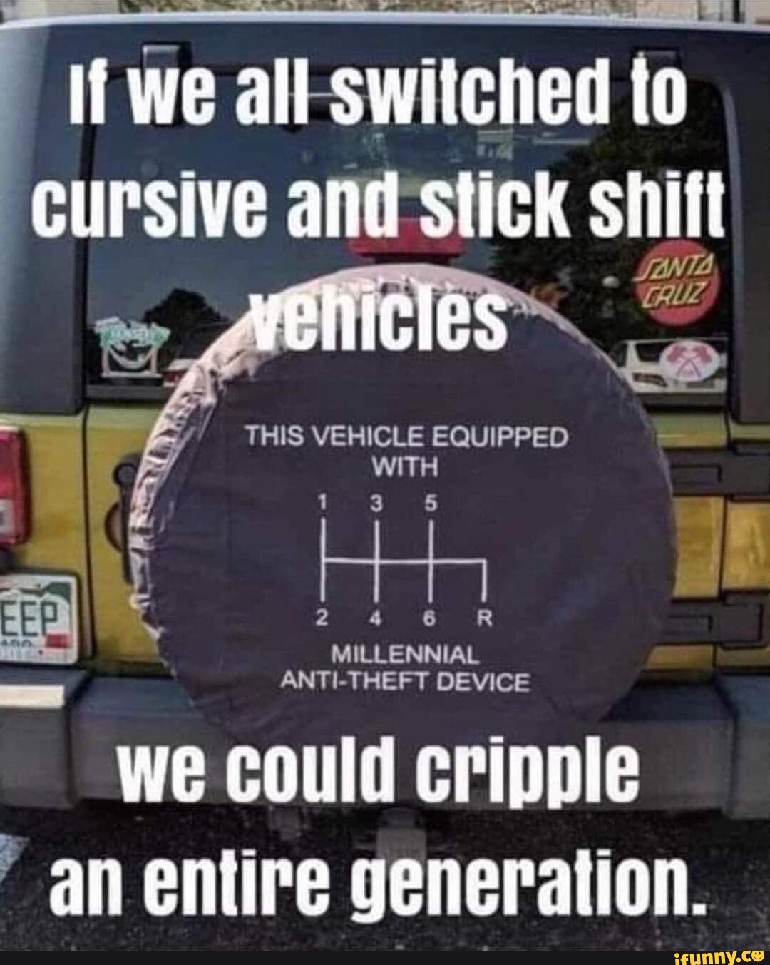 It we all -switched to cursive and stick shift . JaN4 THIS VEHICLE ...