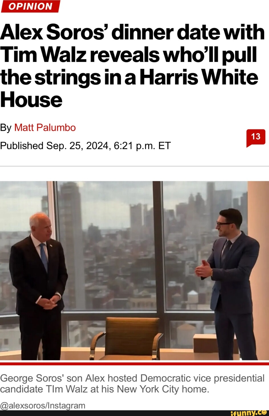 OPINION Alex Sores' dinner date with Tim Walz reveals who'll pull the ...