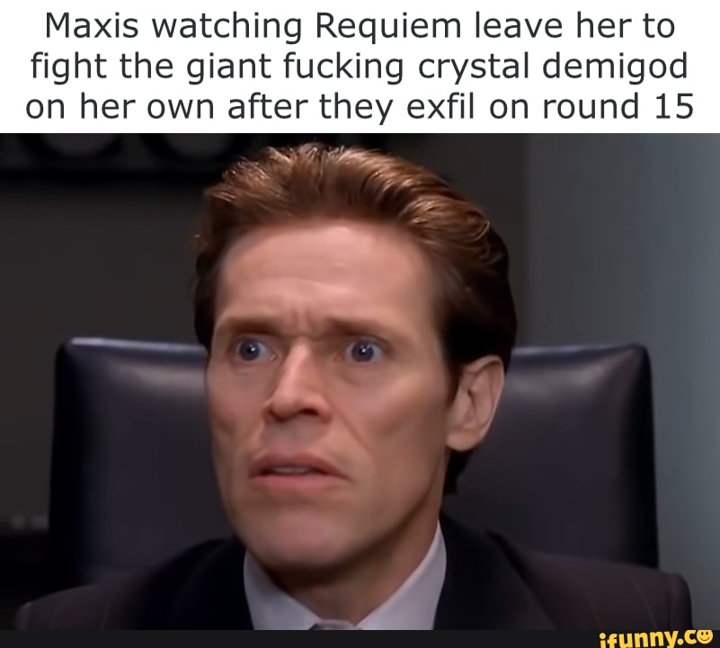 Maxis watching Requiem leave her to fight the giant fucking crystal ...