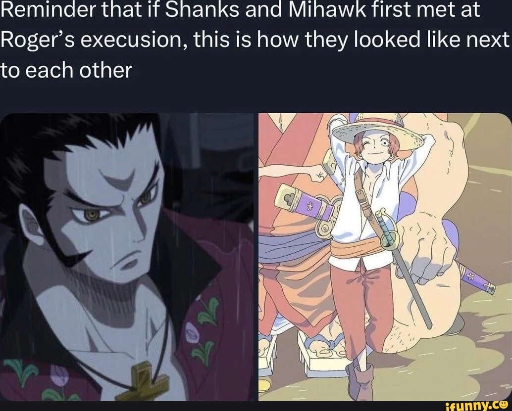 Reminder that if Shanks and Mihawk first met at Roger's execusion, this ...