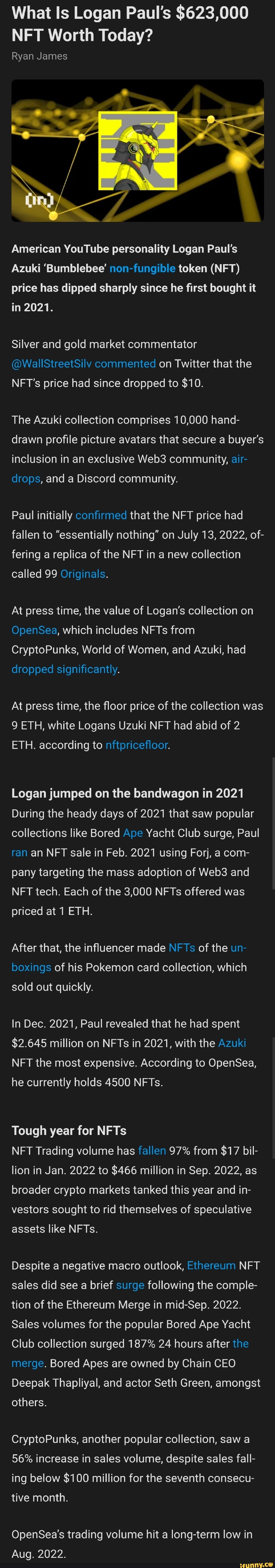 What Is Logan Paul's $623,000 NFT Worth Today? Ryan James American ...