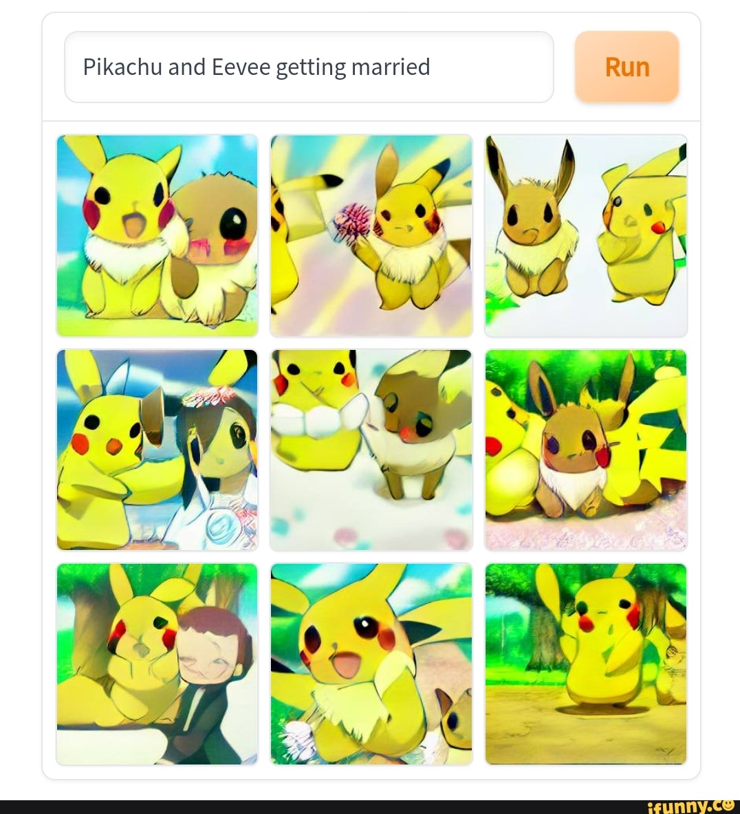 Run Pikachu and Eevee getting married - iFunny