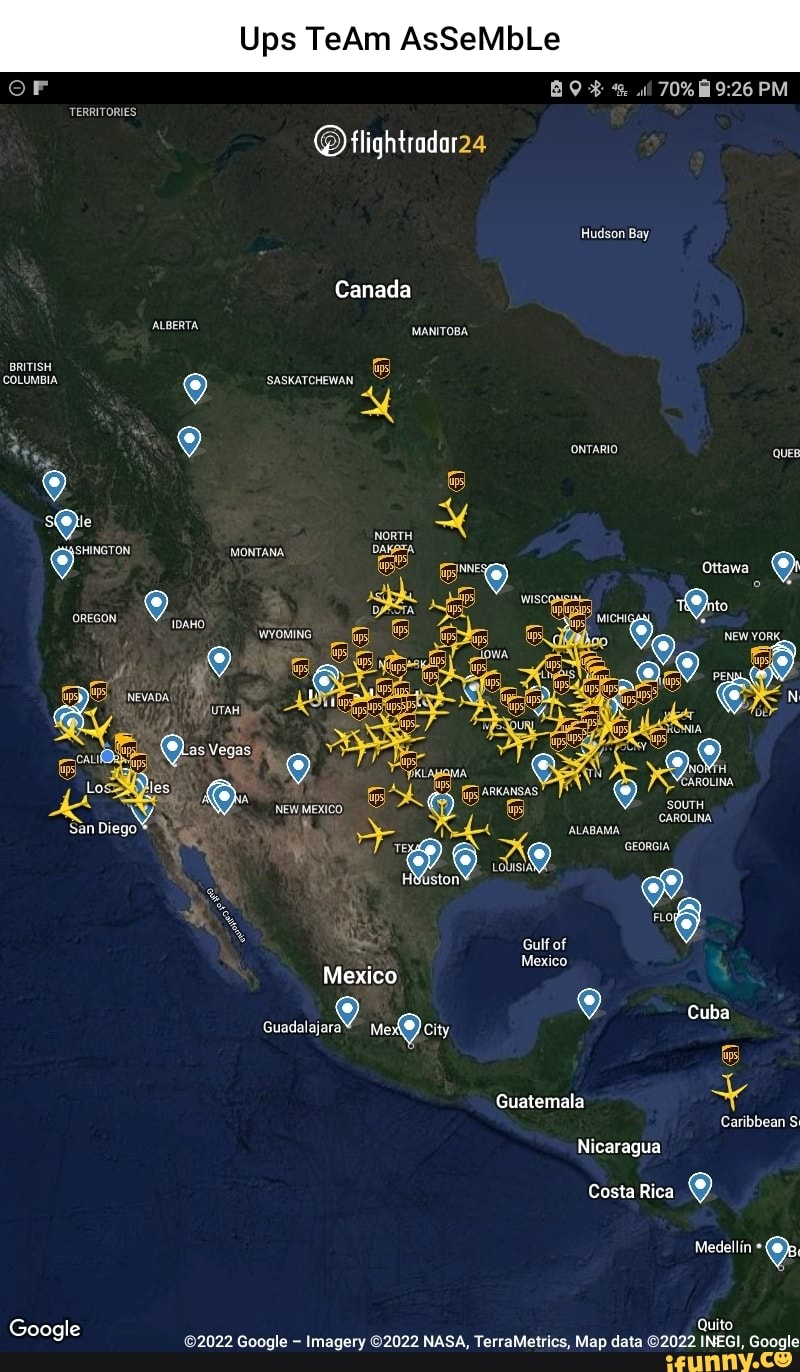 Ups TeAm AsSeMbLe PM @flightradar4 Hudson Bay, Canada ALBERTA) MANITOBA ...