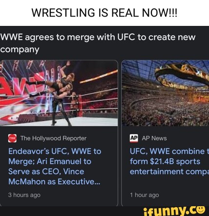 WRESTLING IS REAL NOW!!! WWE agrees to merge with UFC to create new ...