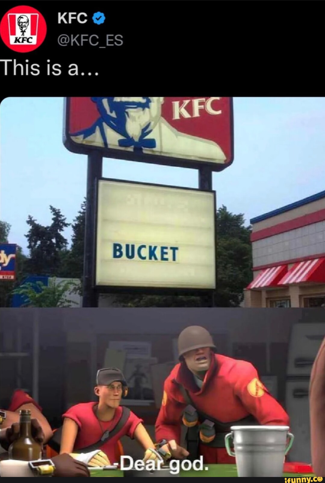 KFC @ @KFC ES KFC This is a... \ KFC BUCKET - iFunny