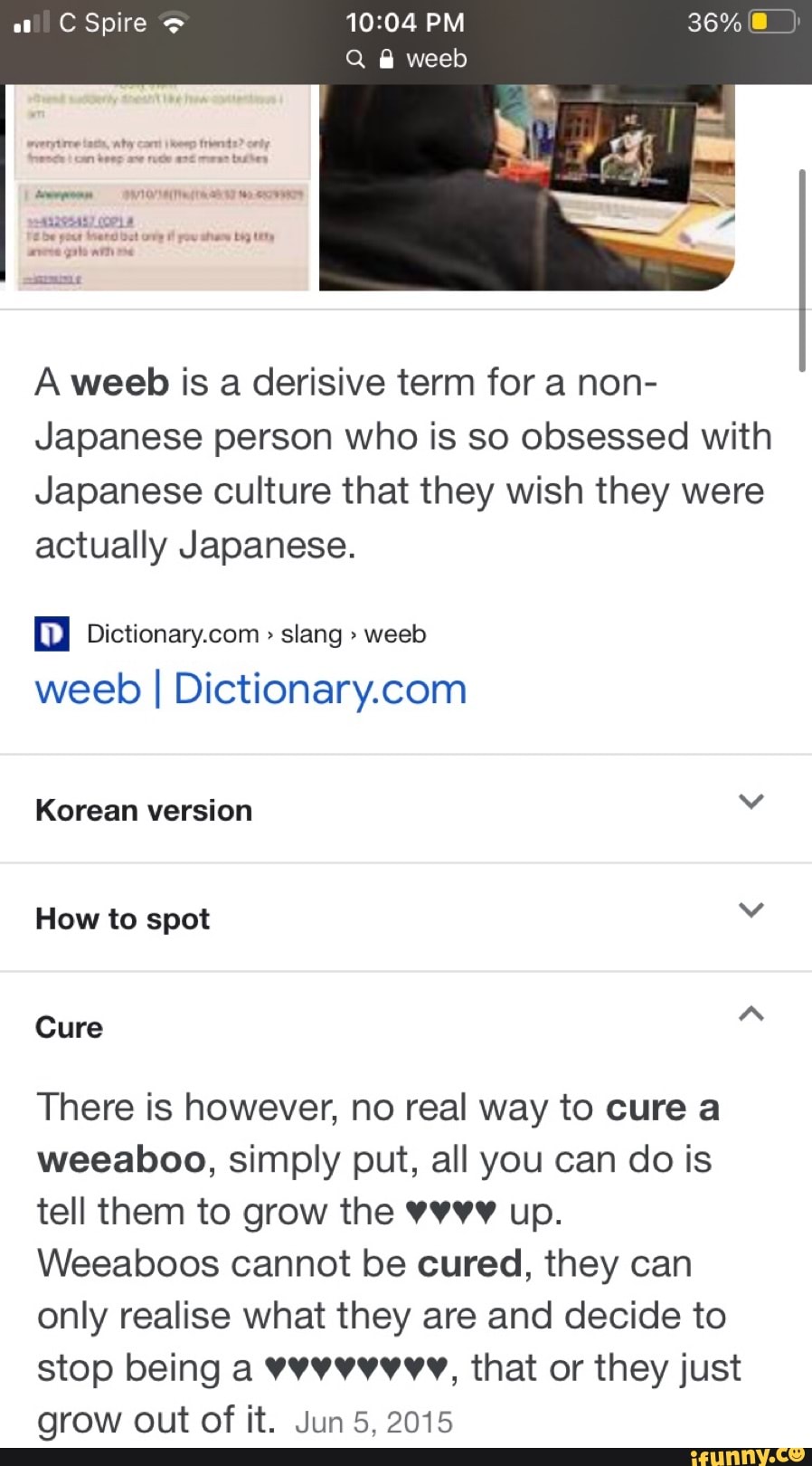Spire PM 36% weeb A weeb is a derisive term for a non- Japanese person ...