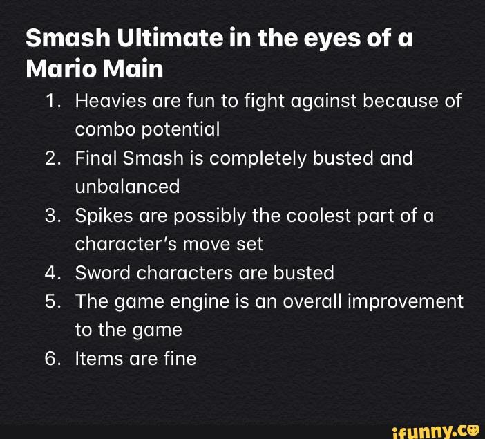 Smash Ultimate in the eyes of a Mario Main 4. Heavies are fun to fight ...