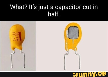 What? It's just a capacitor cut in half. - iFunny