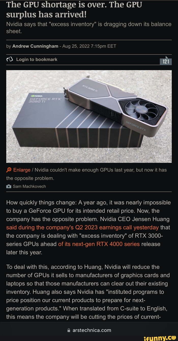 The GPU shortage is over. The GPU surplus has arrived! Nvidia says that ...