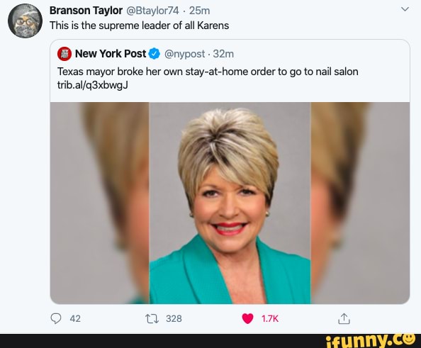 Branson Taylor @Btaylor74 - This is the supreme leader of all Karens ...