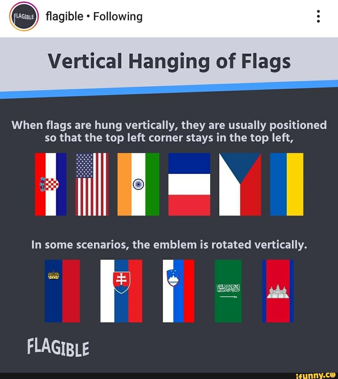 Flagible Following Vertical Hanging of Flags When flags are hung vertically, they are usually ...