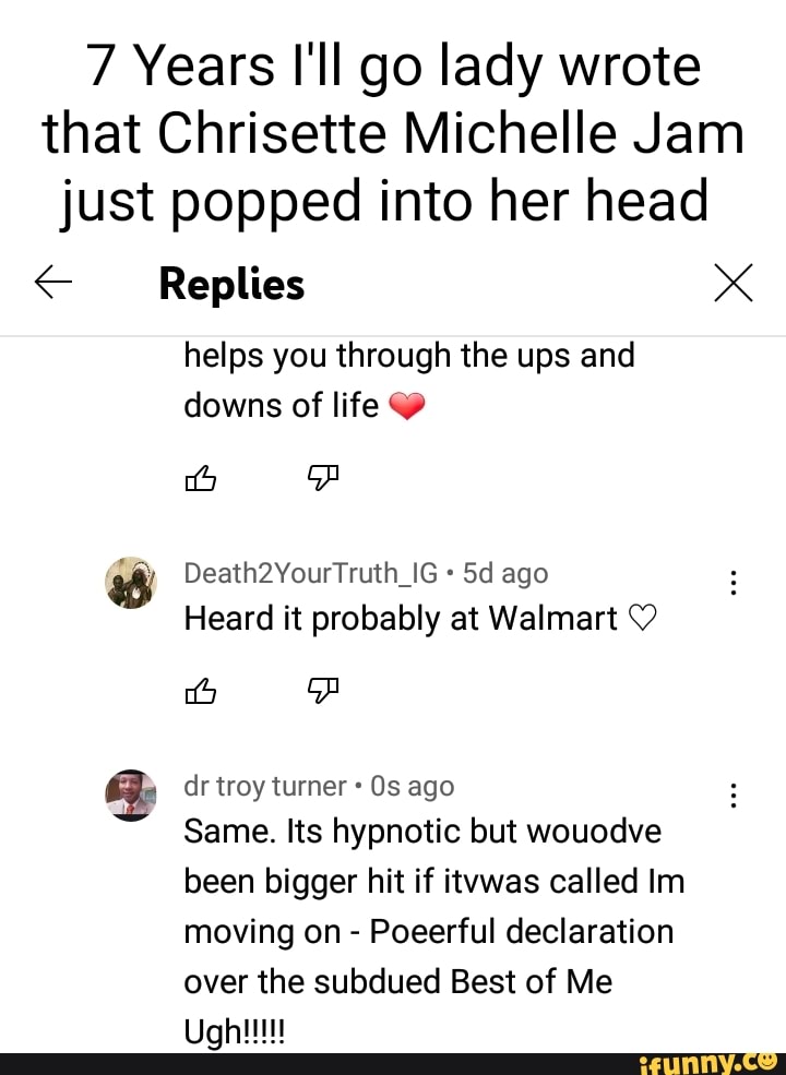 7 Years I'll go lady wrote that Chrisette Michelle Jam just popped into ...