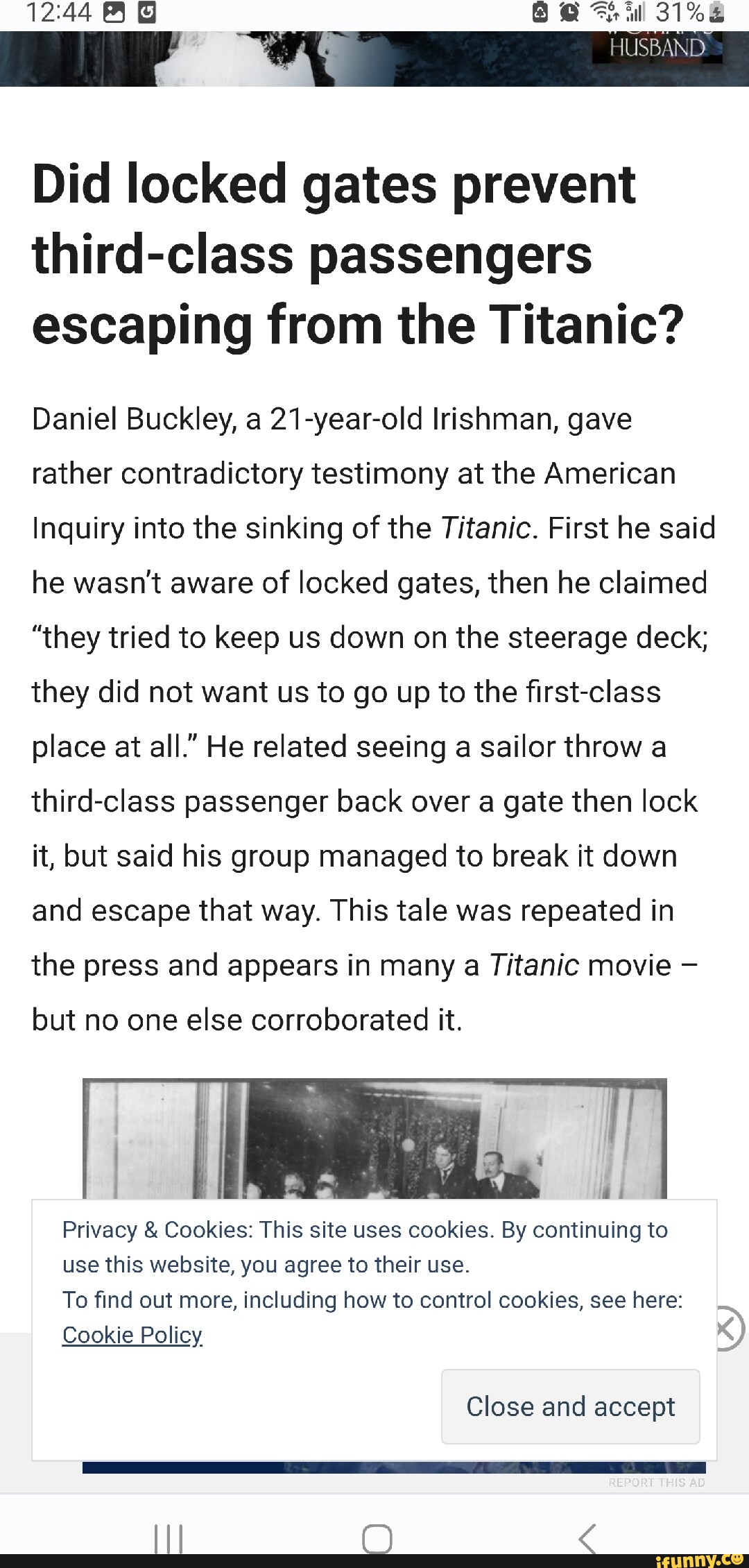 HUSBAND Did locked gates prevent third-class passengers escaping from ...