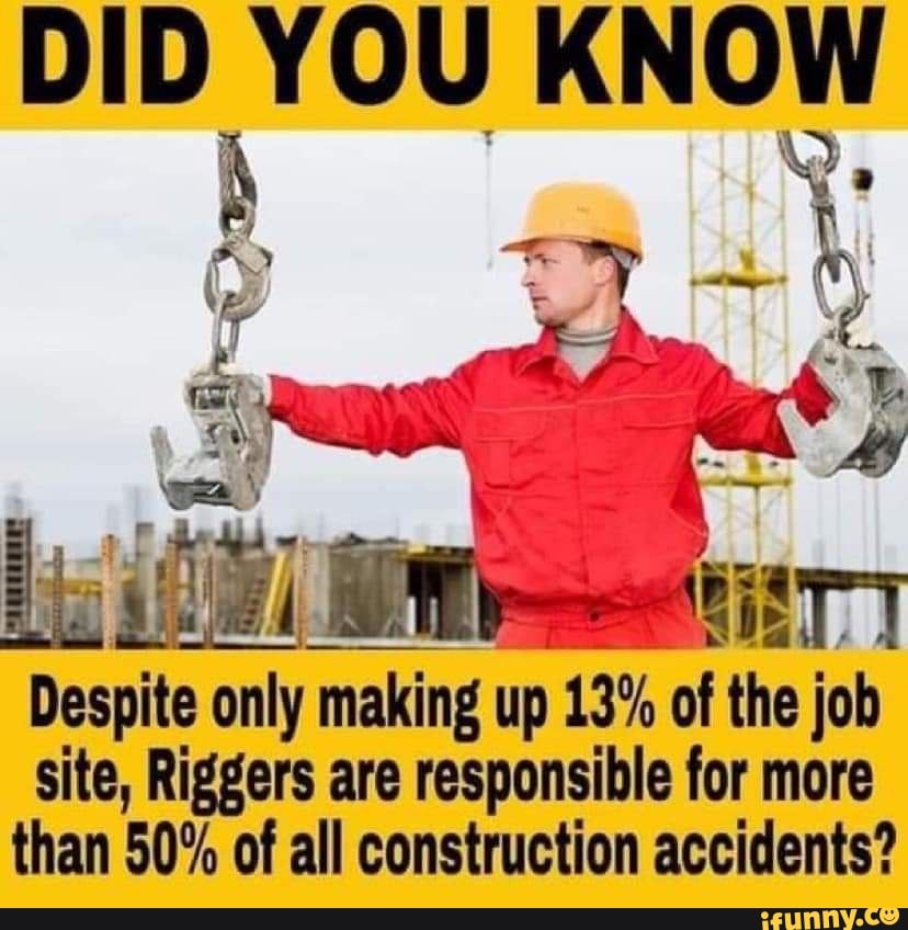 DID YOU KNOW Despite only making up 13% of the job site, Riggers are ...