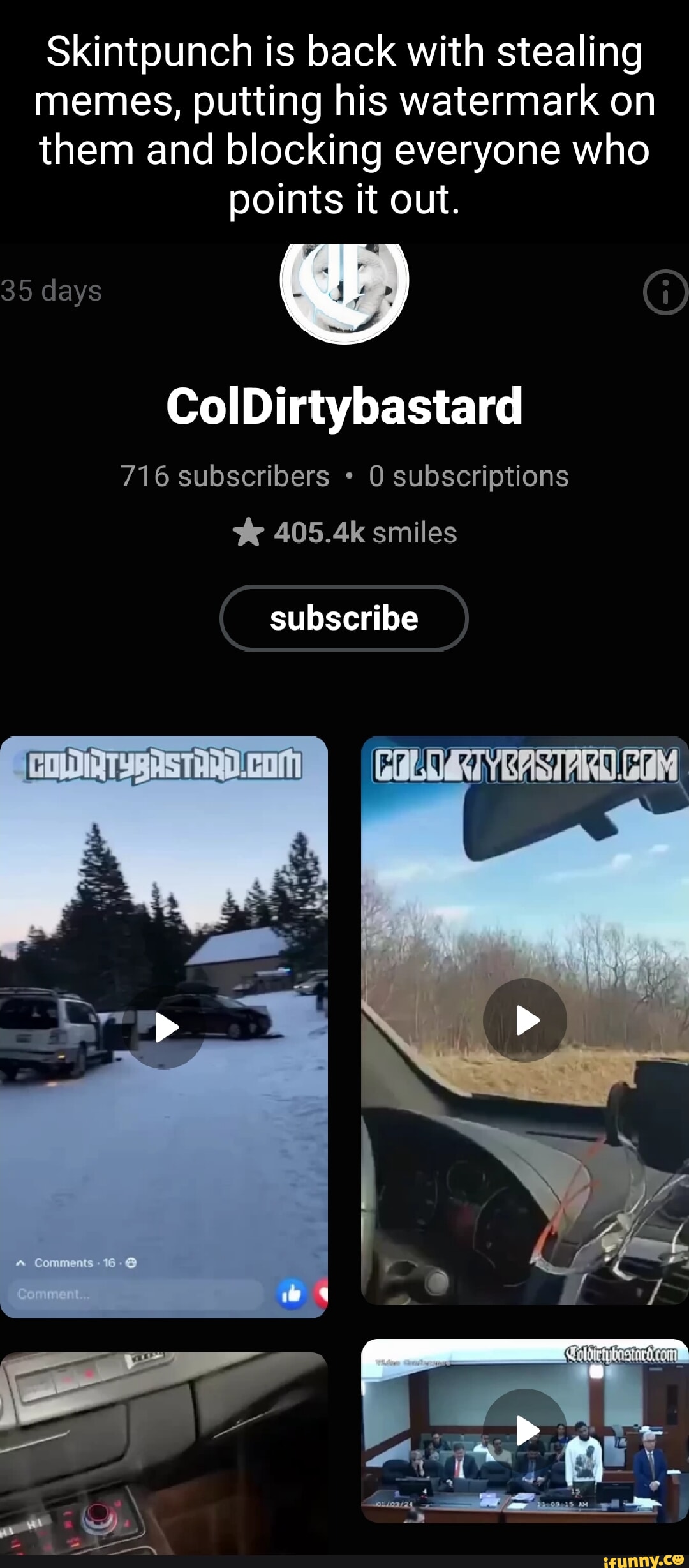 Skintpunch is back with stealing memes, putting his watermark on them ...