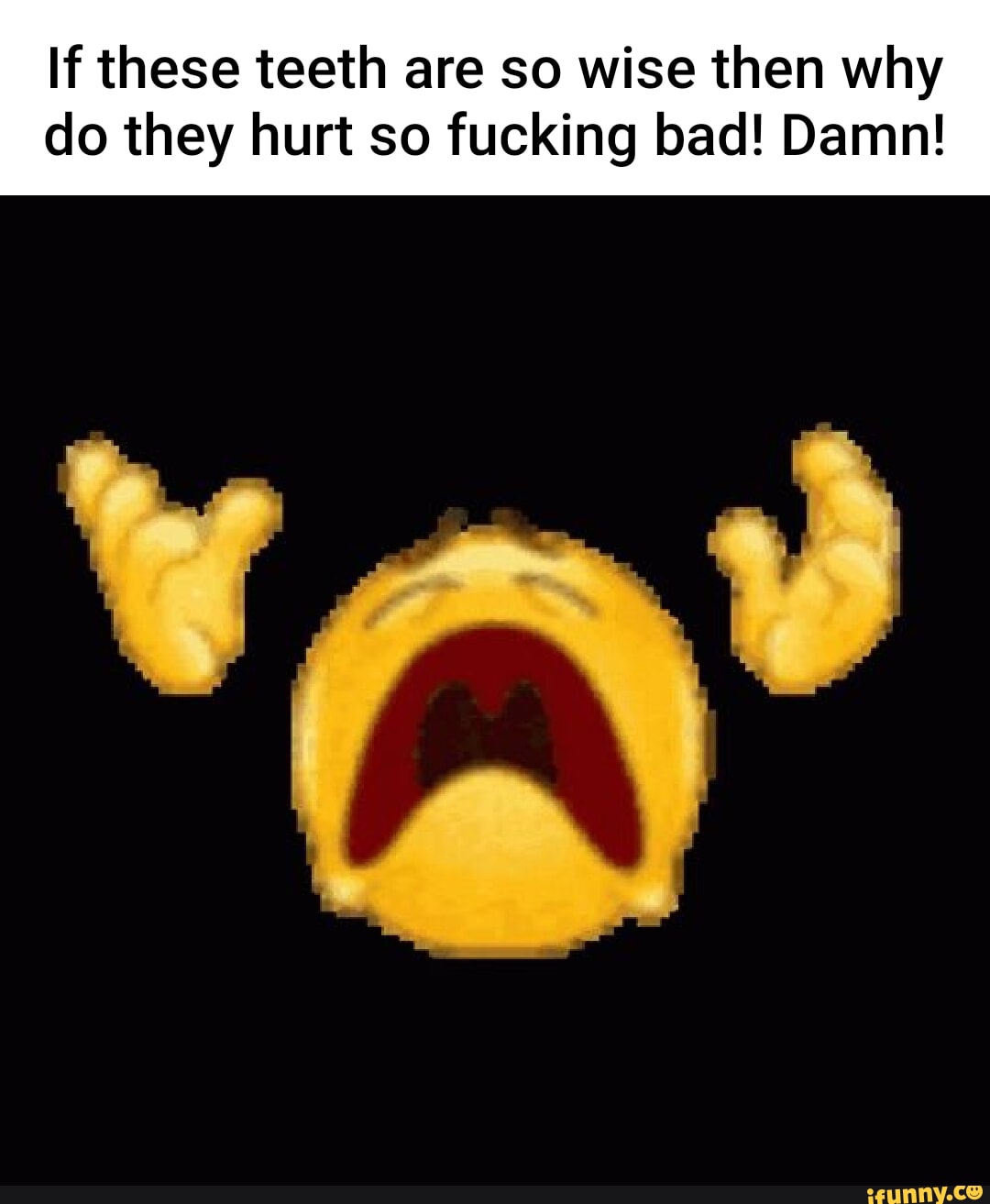 If these teeth are so wise then why do they hurt so fucking bad! Damn ...