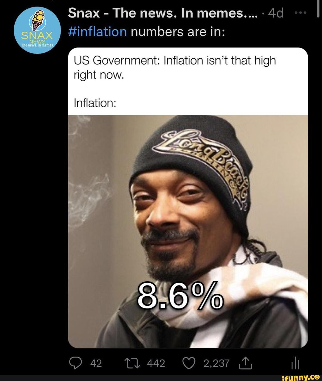 Snax - The news. In memes.... #inflation numbers are in: US Government ...