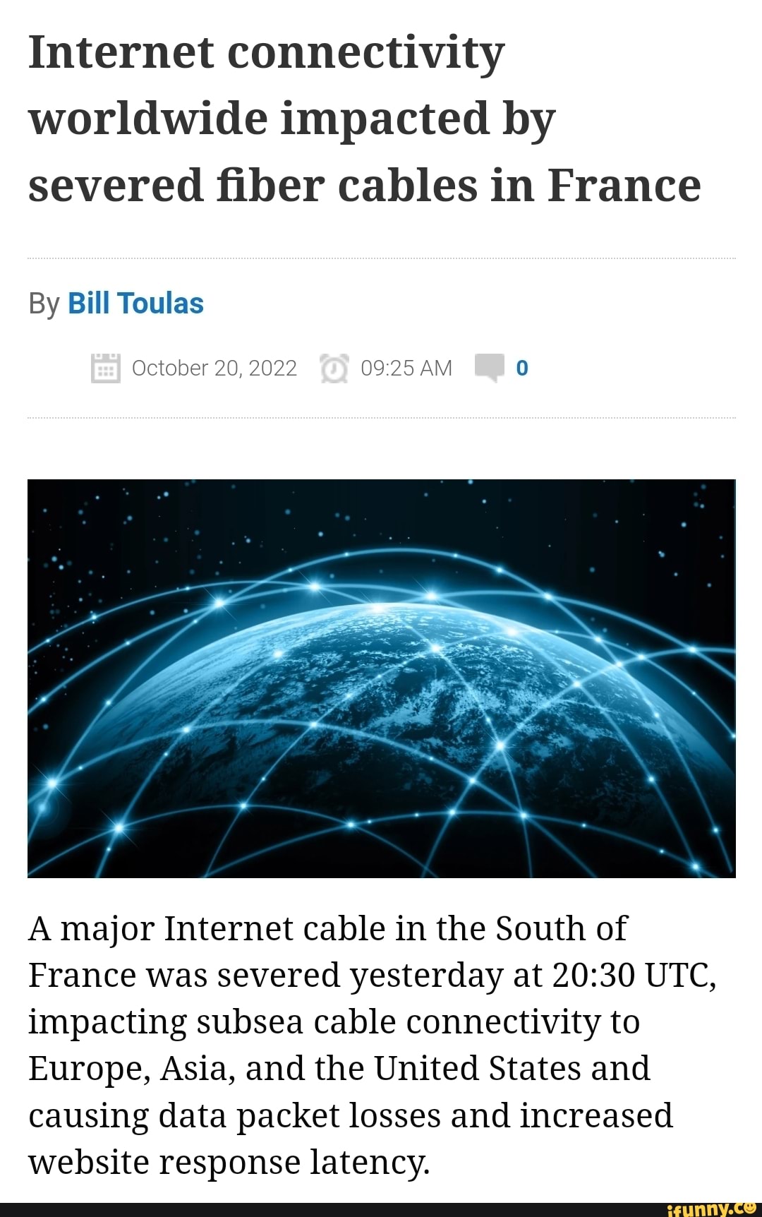 Internet connectivity worldwide impacted by severed fiber cables in ...