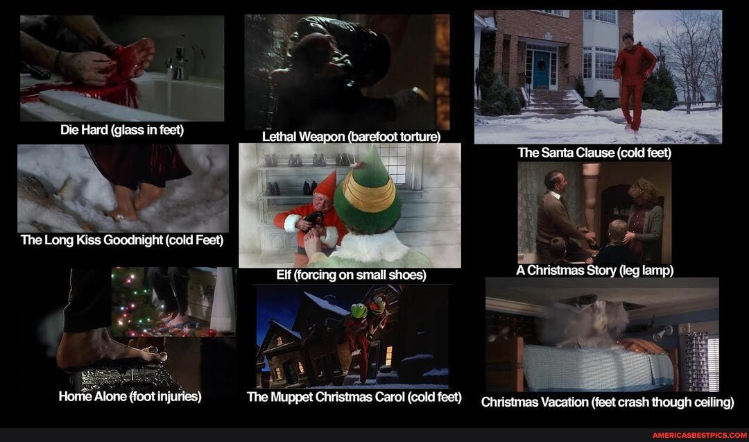 Die Hard (glass in feet) Lethal Weapon (barefoot torture) The Santa ...