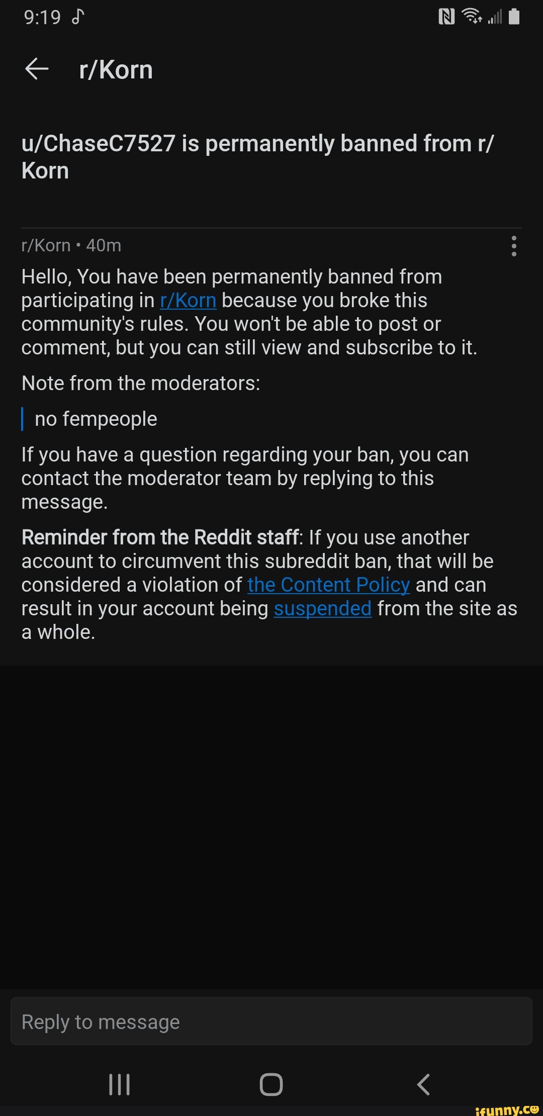 Wow - Wow is permanently banned from r/ Co) a) Hello, You have been ...