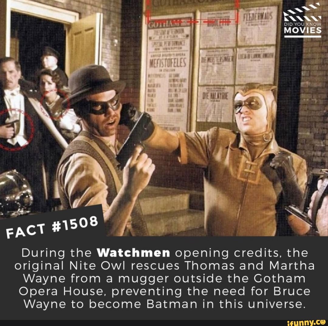 During the Watchmen opening credits, the original Nite Owl rescues ...