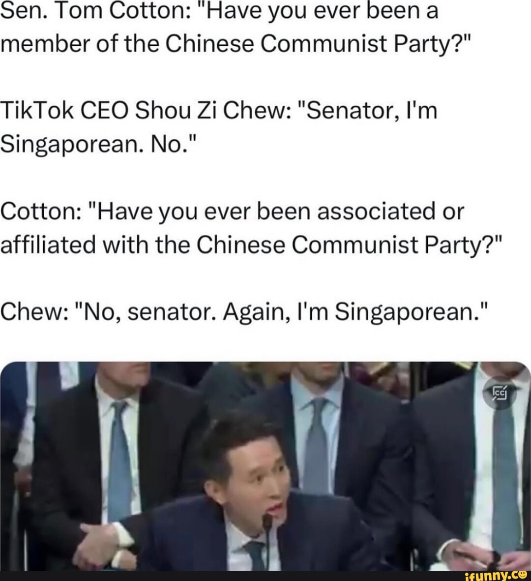 Sen. Tom Cotton: Have you ever been a member of the Chinese Communist ...