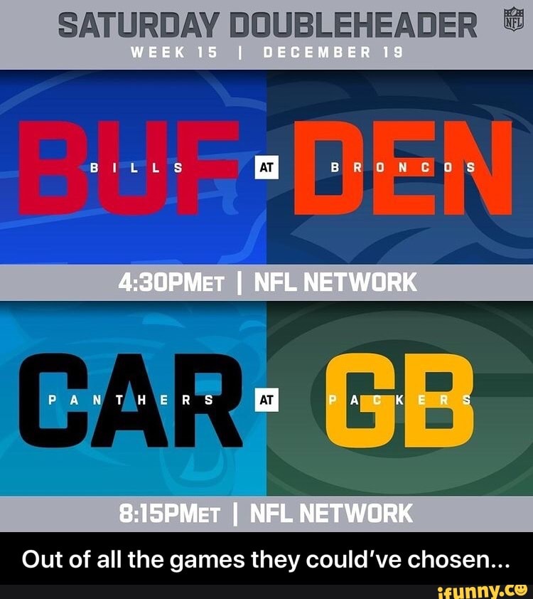 SATURDAY DOUBLEHEADER WEEK 15 I DECEMBER 19 BILLS I NEL NETWORK I NFL ...