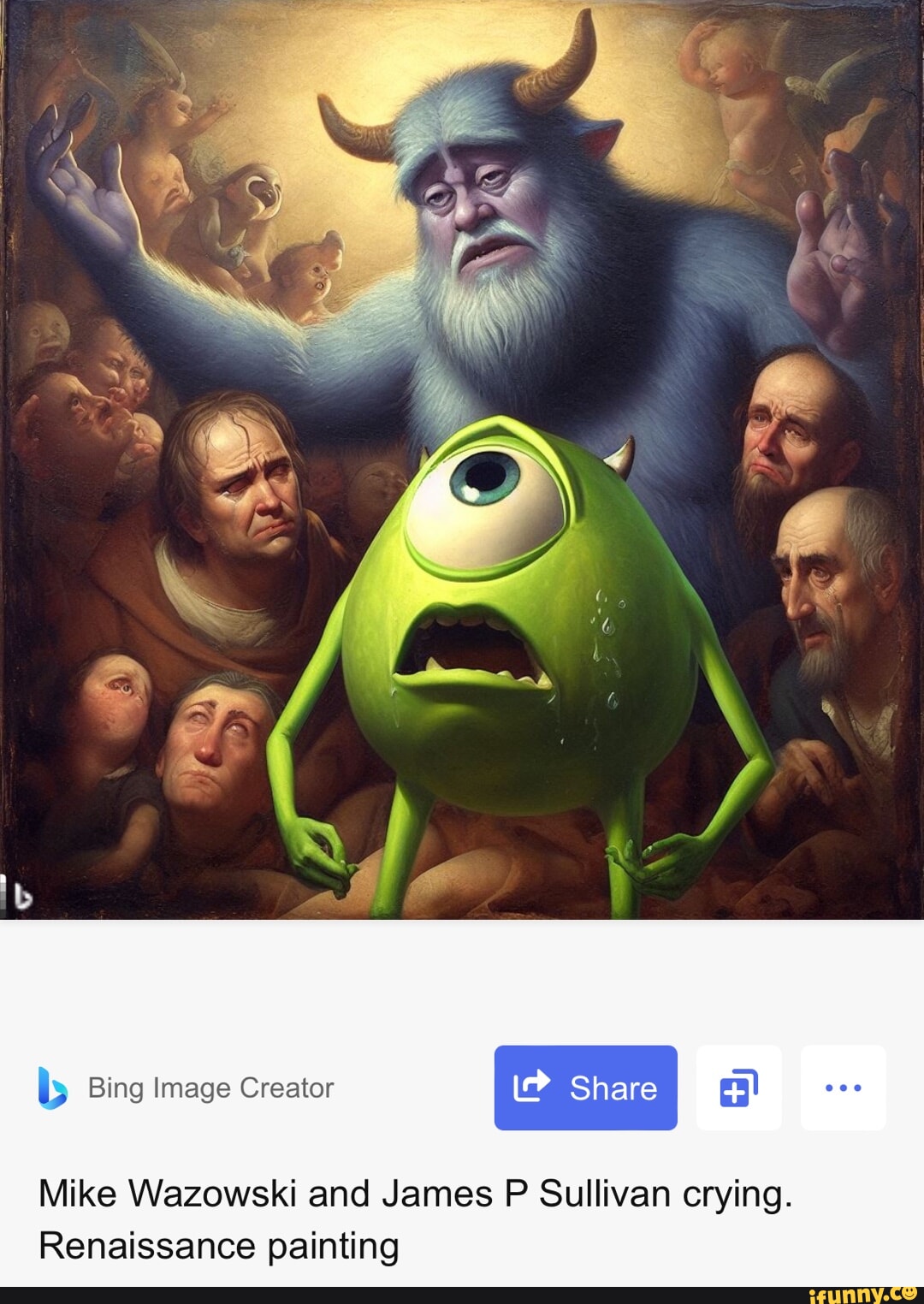 Ls Bing Image Creator Share Mike Wazowski and James P Sullivan crying ...