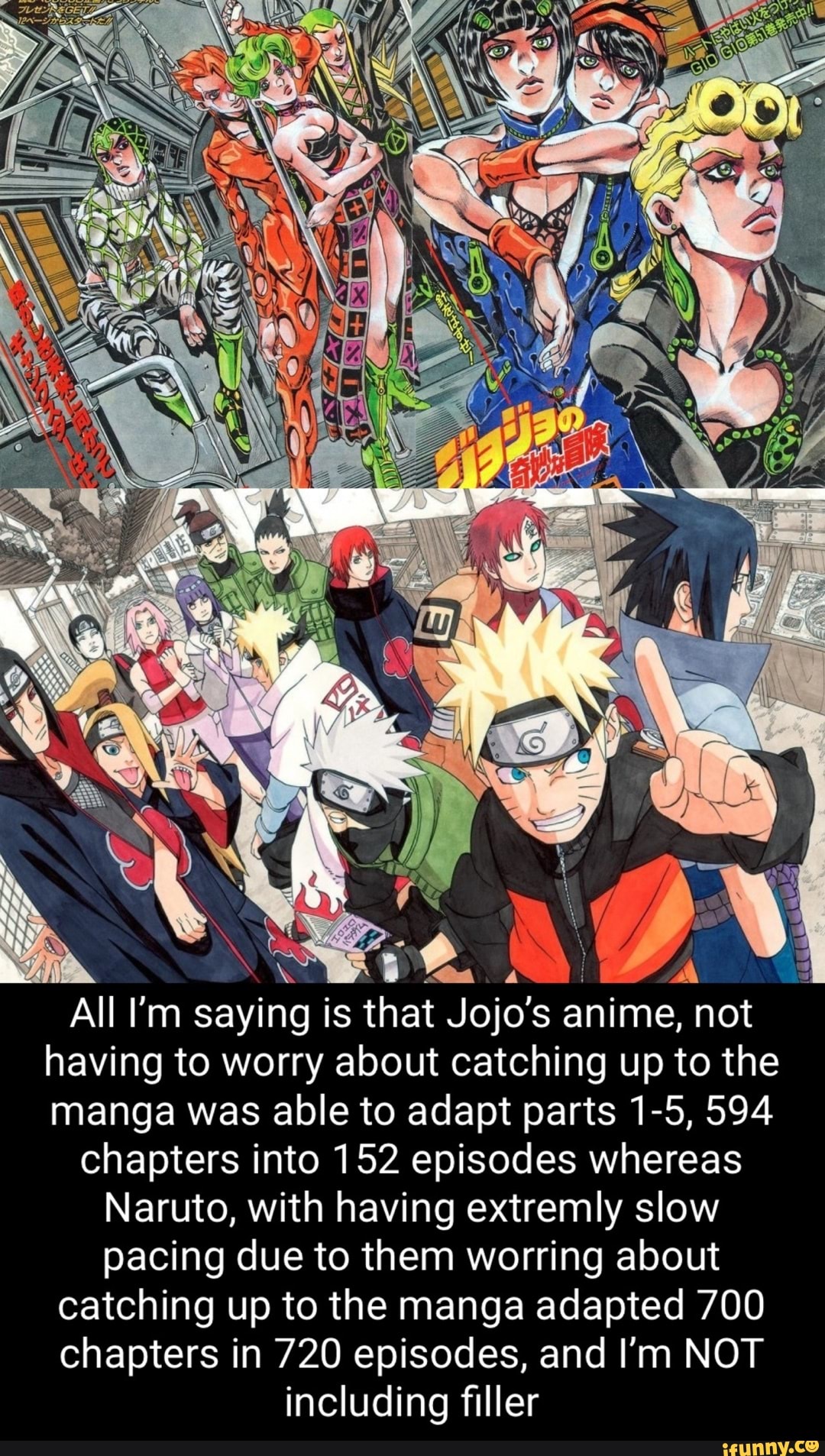Ge=. All I'm saying is that Jojo's anime, not having to worry about ...