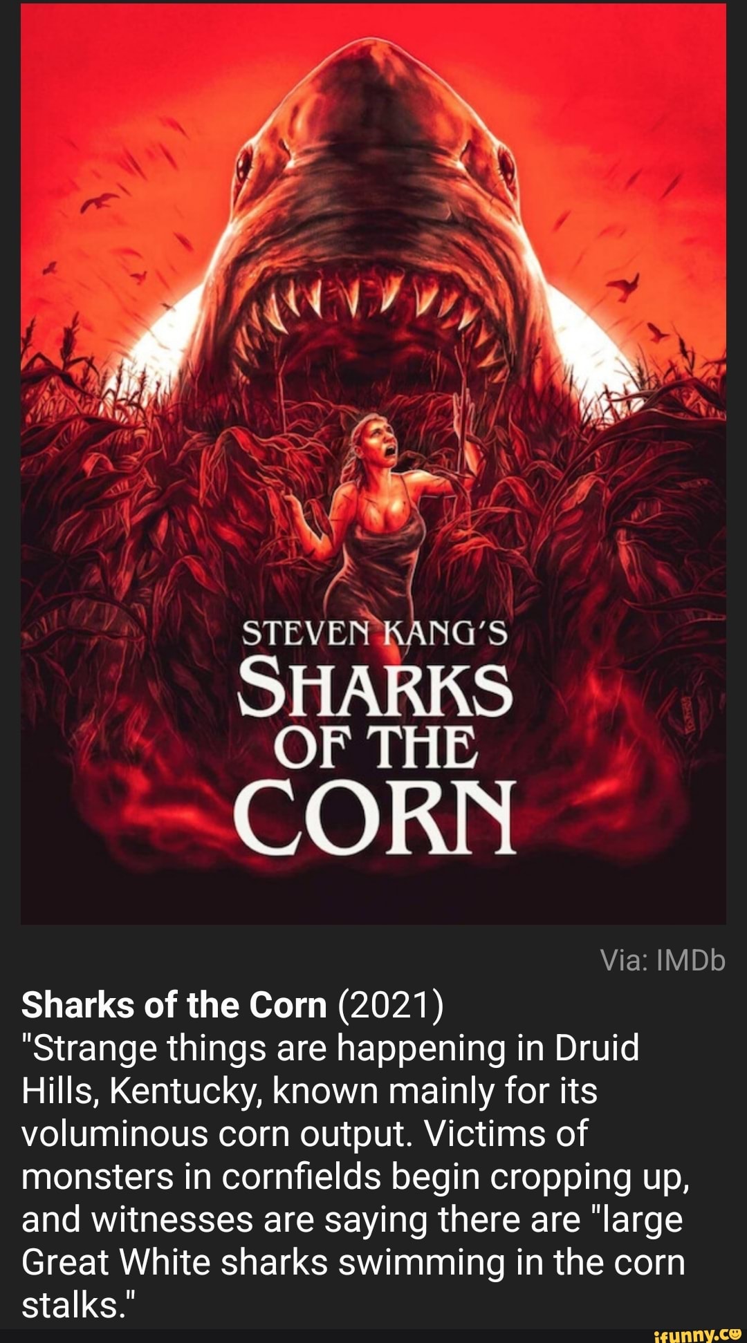 STEVEN KANG'S SHARKS OF THE CORN Via: IMDb Sharks of the Corn (2021 ...
