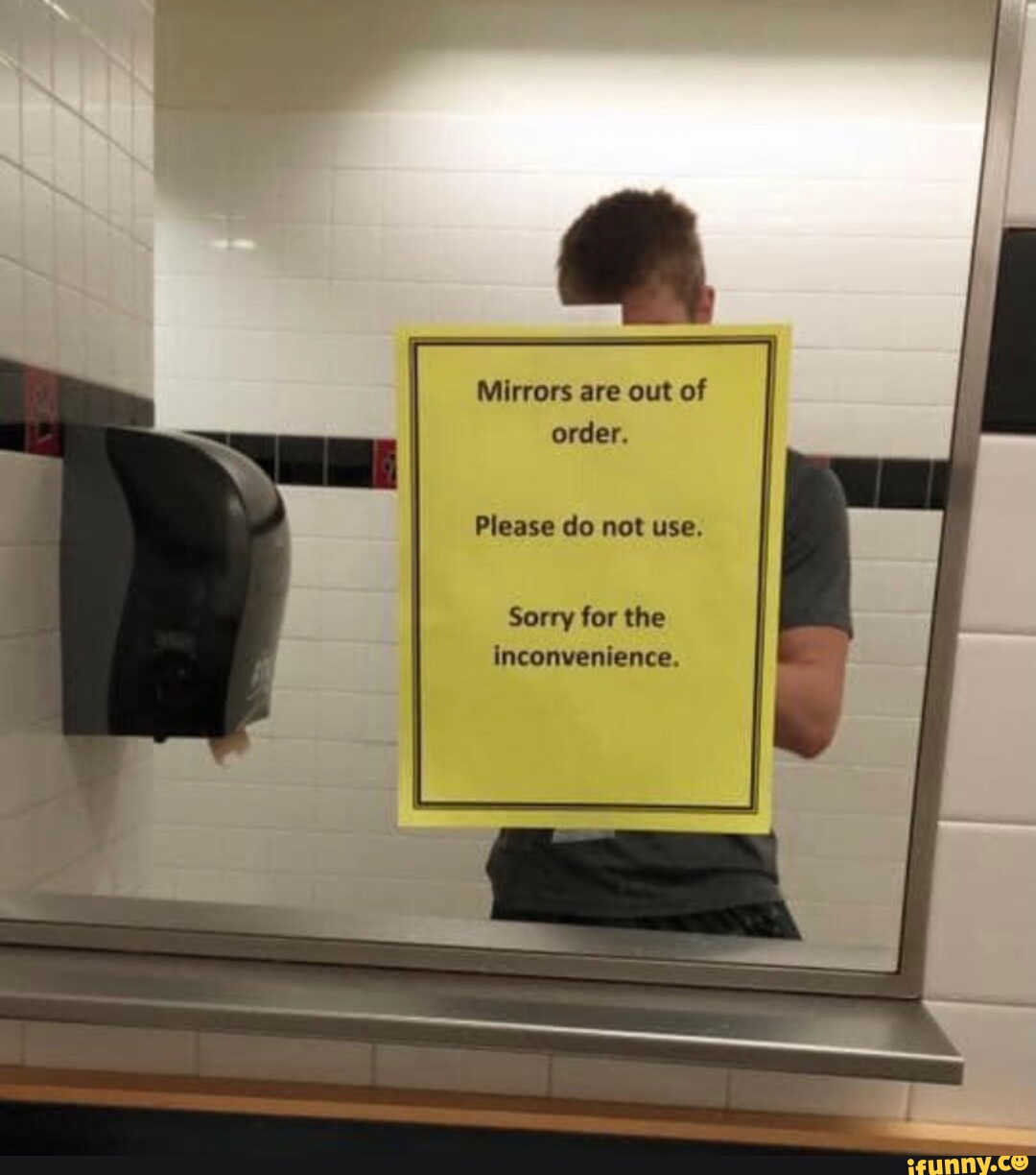 Mirrors are out of order. Please do not use. Sorry for the ...