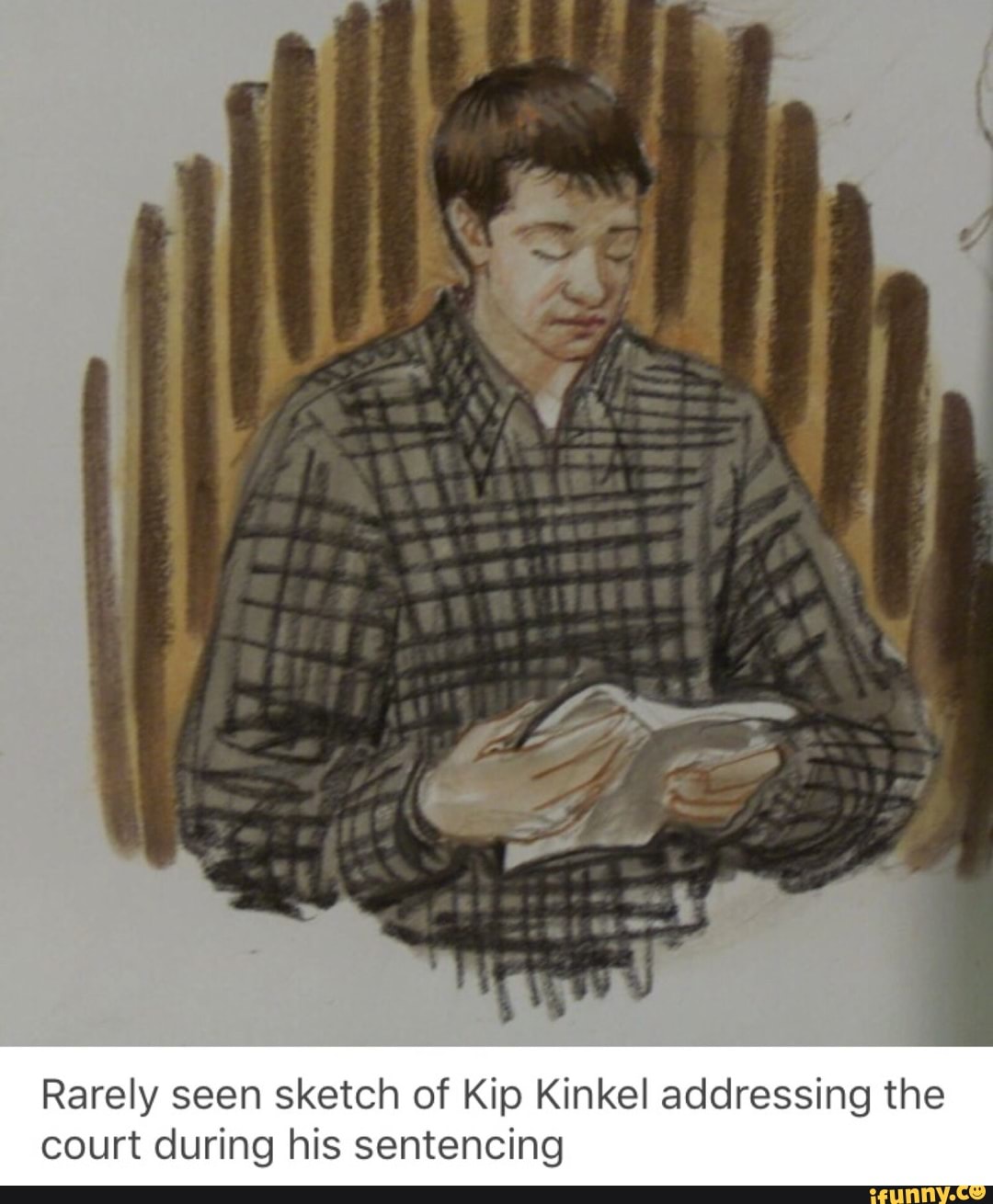 Rarely seen sketch of Kip Kinkel addressing the court during his ...
