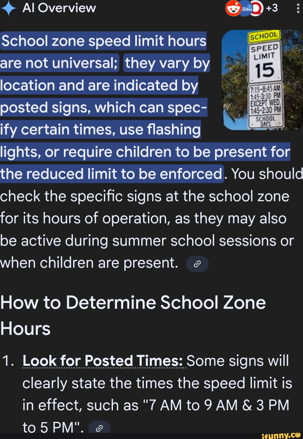 Al Overview School zone speed limit hours are not universal; they vary ...