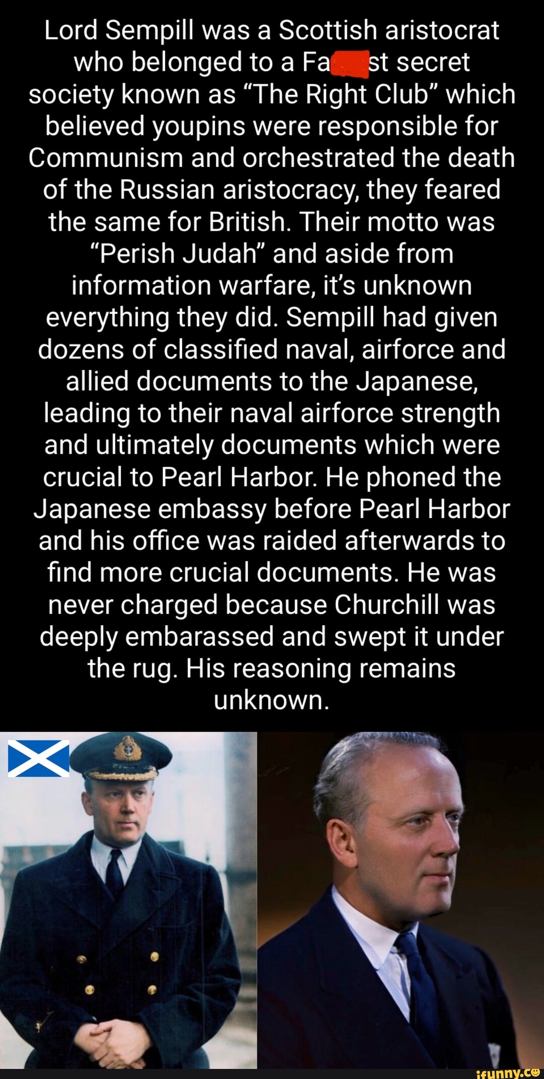 Lord Se pill was a Scottish aristocrat who belonged to a Fa :st secret ...