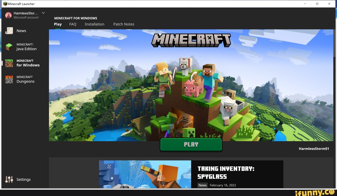 Minecraft Launcher HarmlessStor... Microsoft account MINECRAFT FOR ...