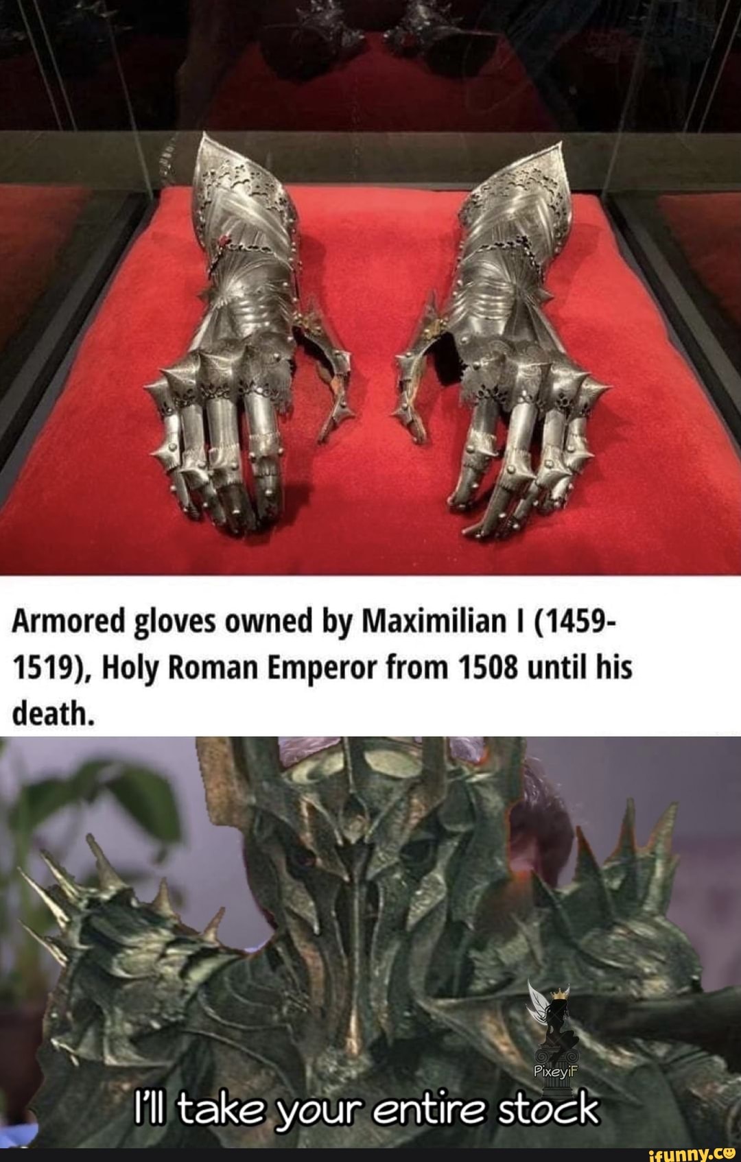 Armored gloves owned by Maximilian I (1459- 1519), Holy Roman Emperor ...