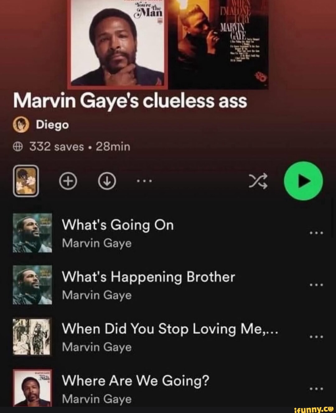 Marvin Gaye's clueless ass Diego 332 saves 28min What's Going On Marvin ...