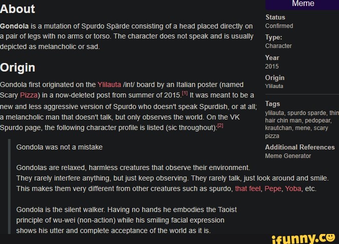 Meme About Status Gondola is a mutation of Spurdo Sparde consisting of ...