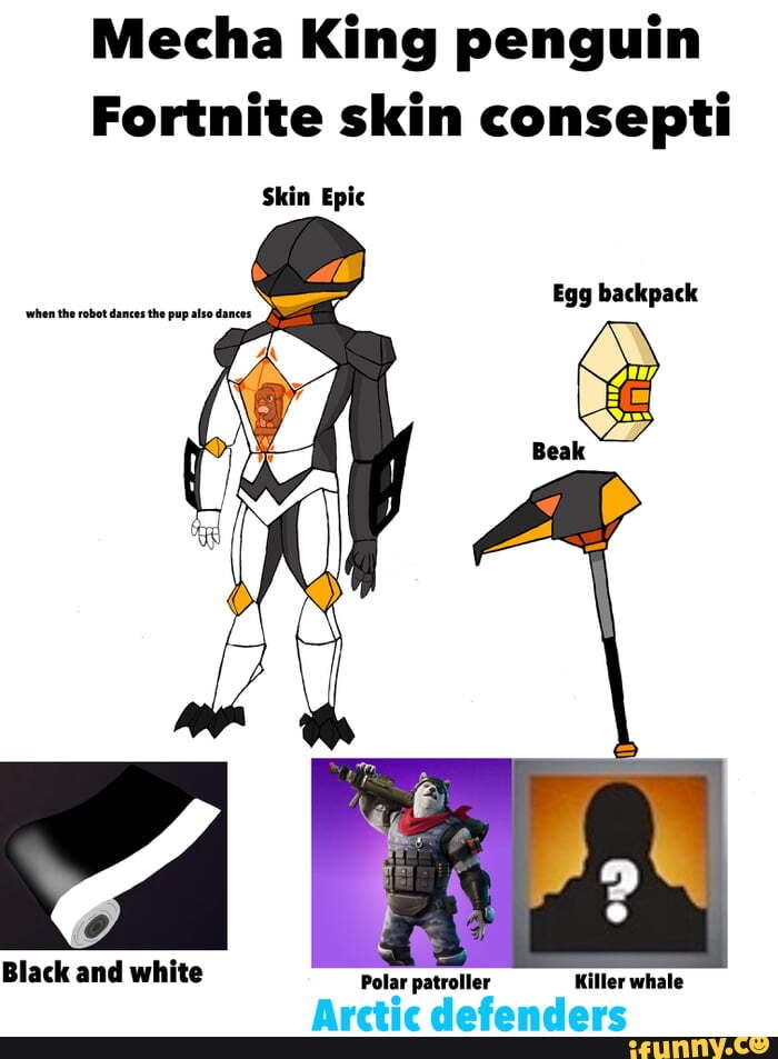 Mecha King penguin Fortnite skin consepti Egg backpack Polar patroller ...