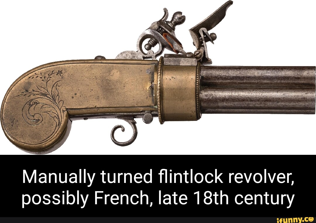 Manually turned flintlock revolver, possibly French, late 18th century ...