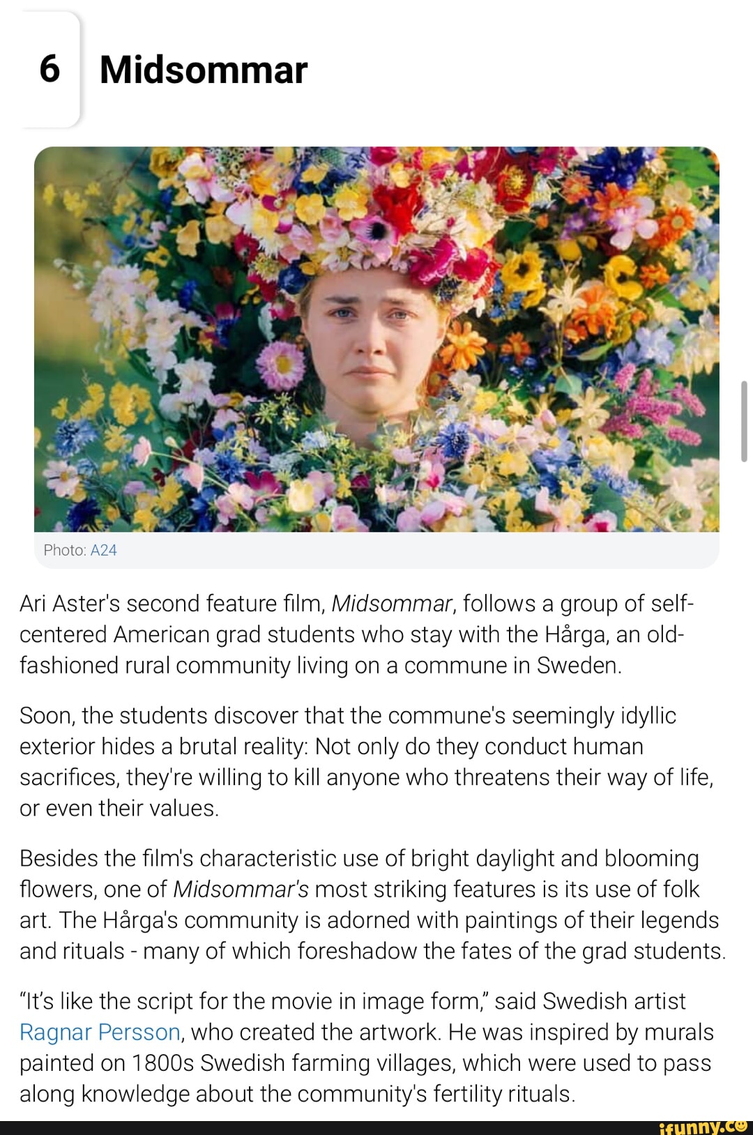 6 I Midsommar Photo: Ari Aster's second feature film, Midsommar ...