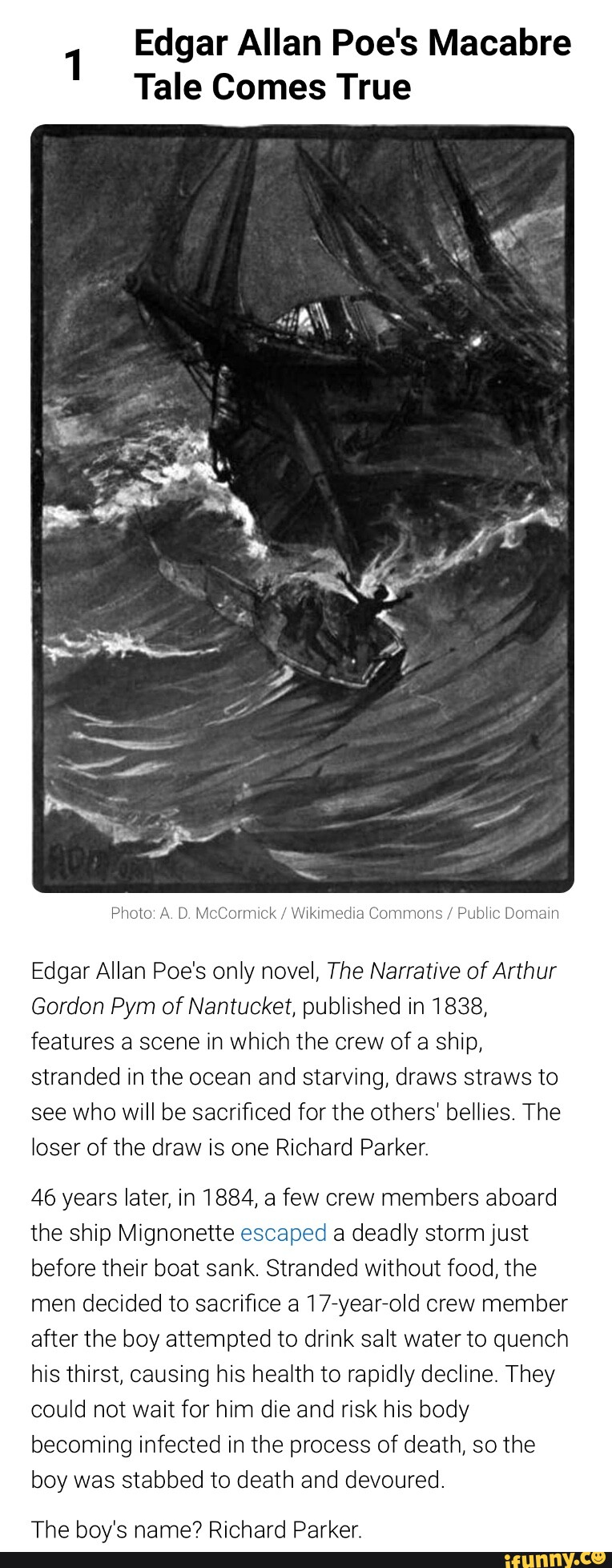 Edgar Allan Poe's Macabre Tale Comes True Photo: A. D. McCormick ...