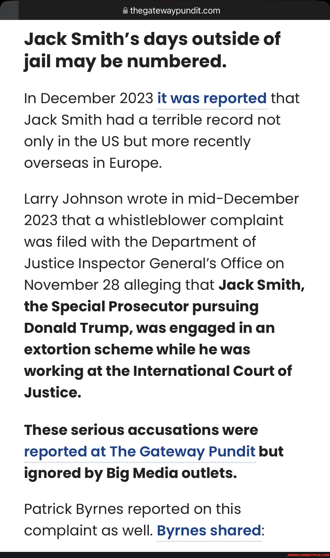 Thegatewaypundit.com Jack Smith's days outside of jail may be numbered ...