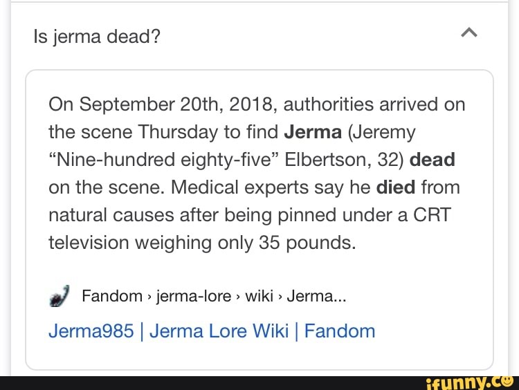Is jerma dead? On September 20th, 2018, authorities arrived on the ...