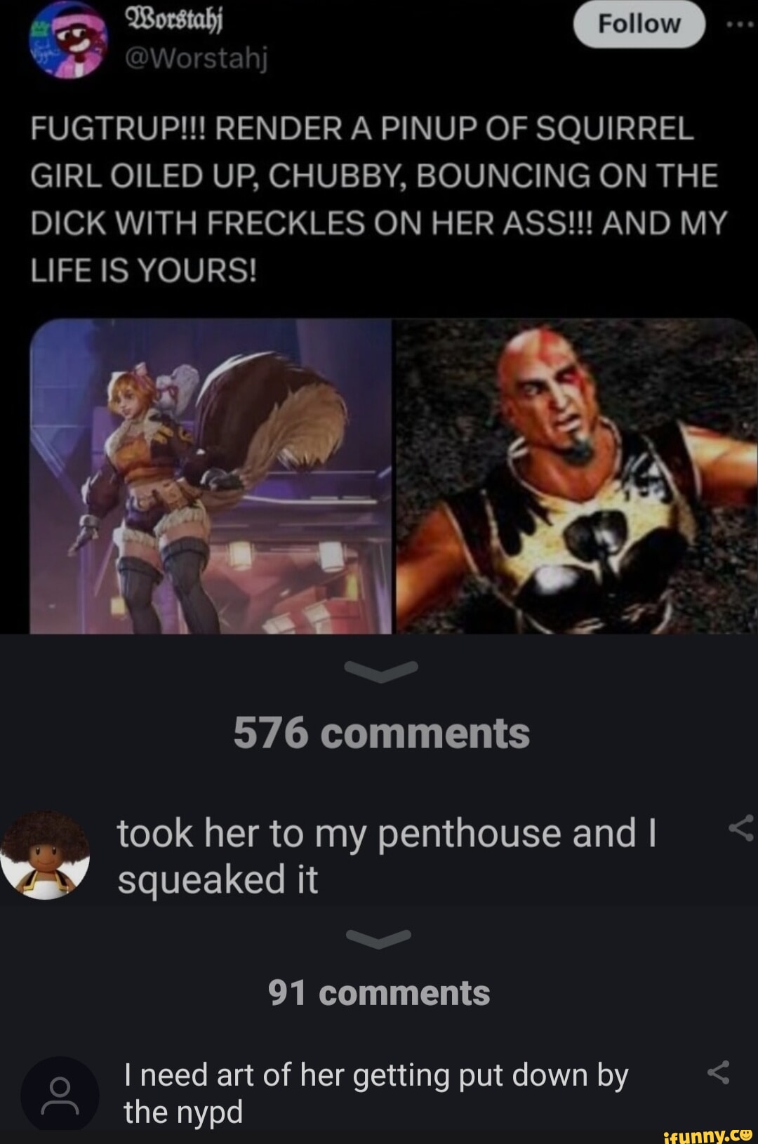 Stahj Follow FUGTRUP!!! RENDER A PINUP OF SQUIRREL GIRL OILED UP ...