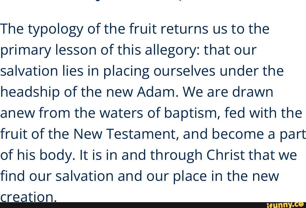 The typology of the fruit returns us to the primary lesson of this ...