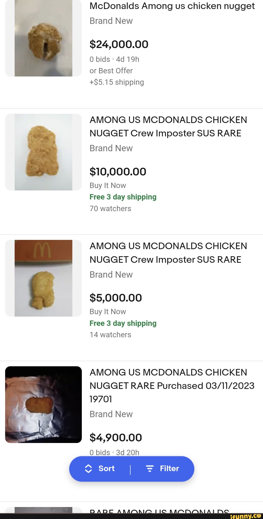McDonalds Among us chicken nugget Brand New $24,000.00 bids or Best ...